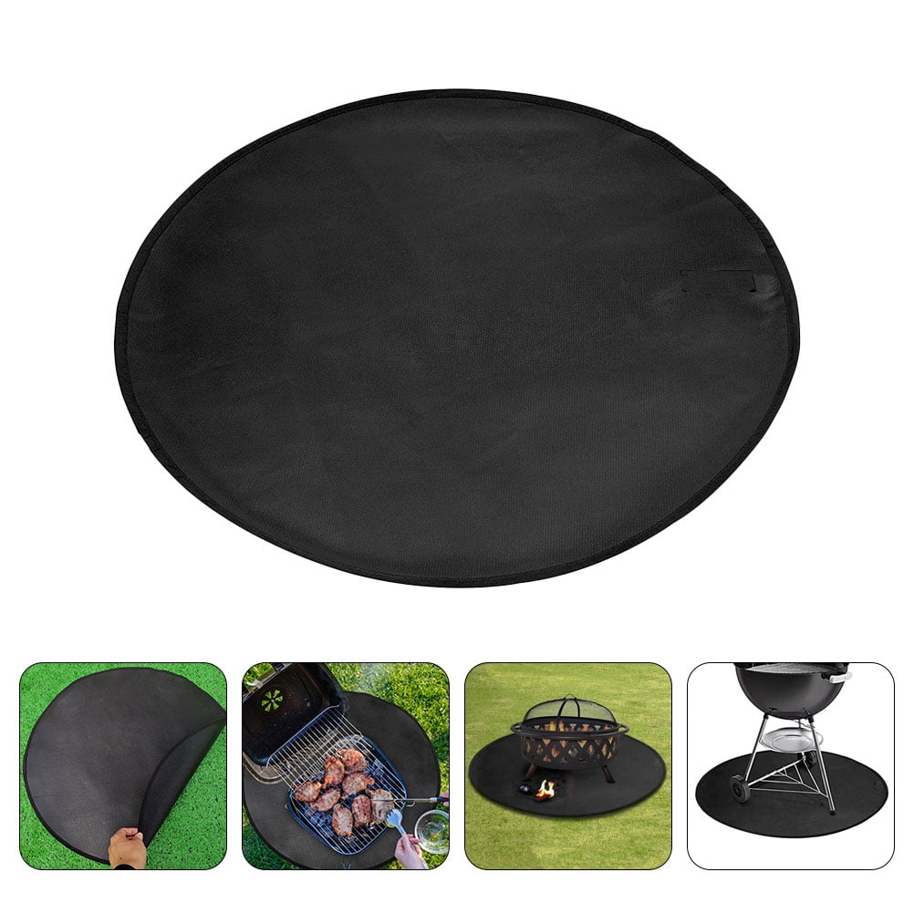HAMPPLIES 1Pcs Round Black Outdoor Barbecue Mat for Men Women Heat ...