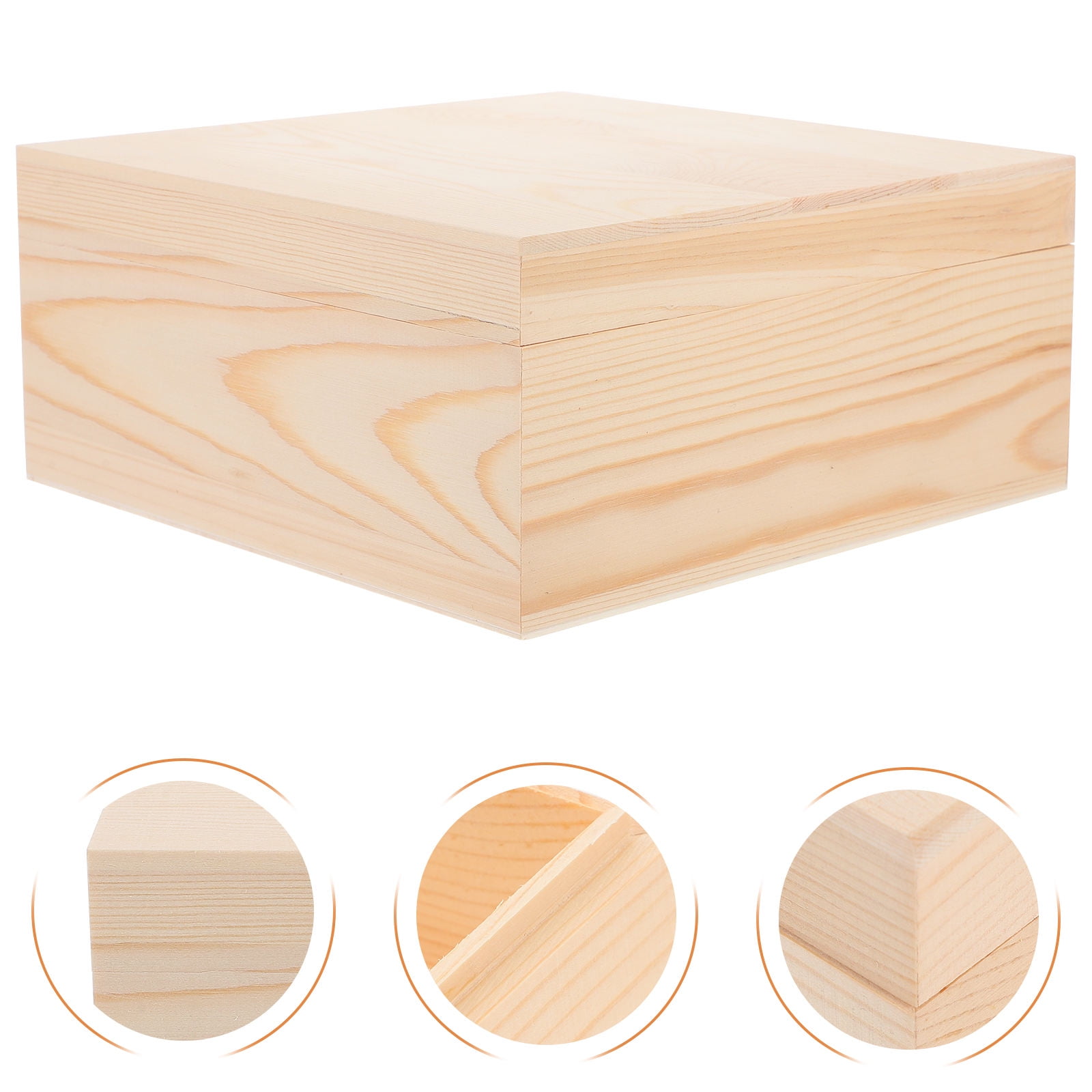 HAMPPLIES 1Pcs Small Wood Storage Box Pine Wood Rustic Design Khaki 7 ...