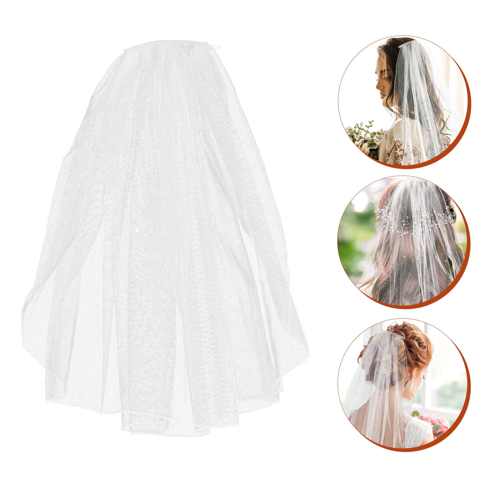 HAMPPLIES 1Pcs White Gauze Bride Comb Veil for Weddings and Photo ...
