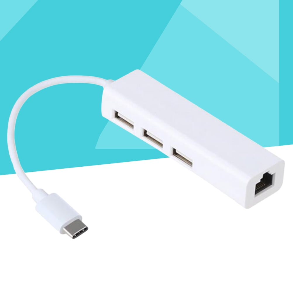 HAMPPLIES 1Pcs White Type C Ethernet Adapter with 3 USB 2.0 Hub for ...