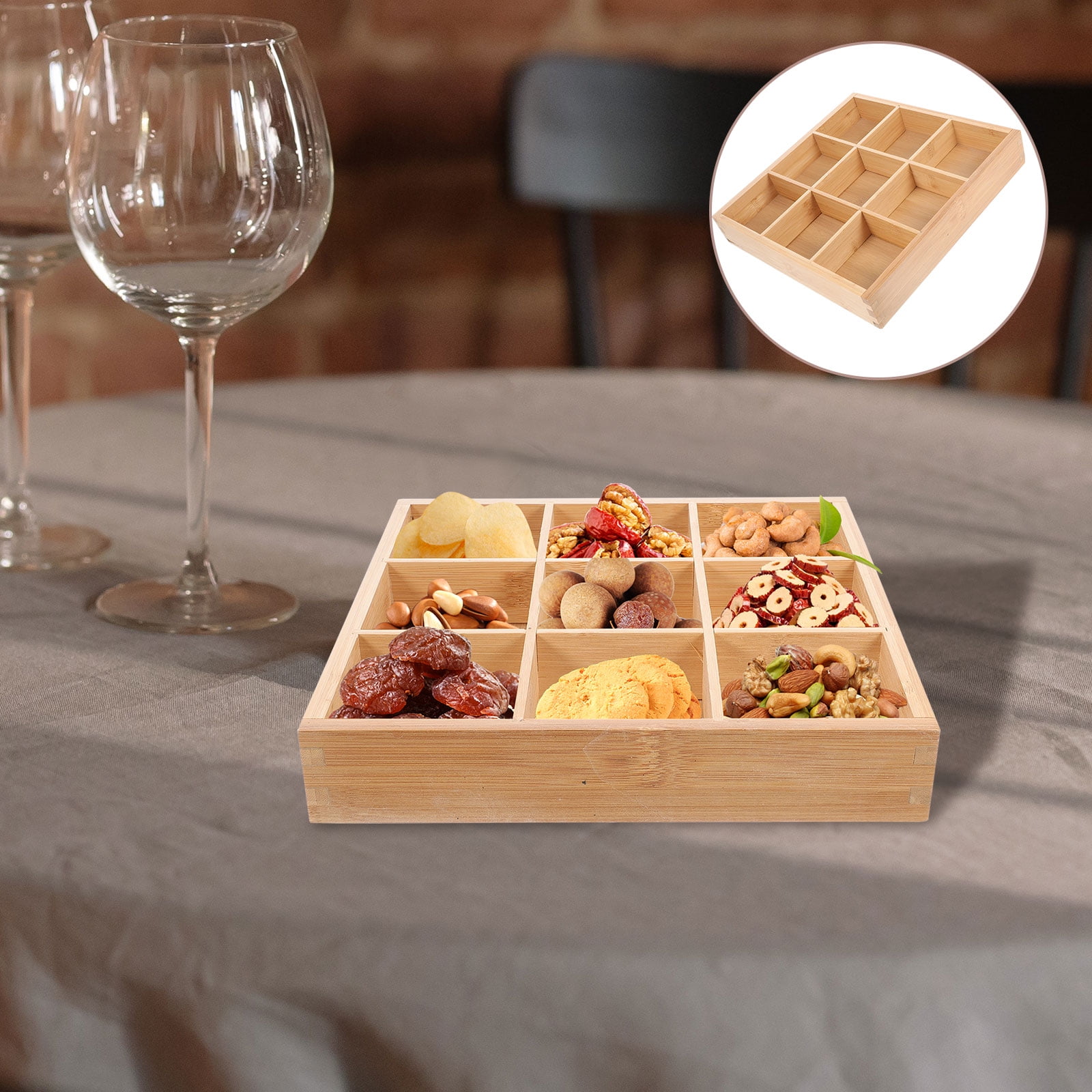 HAMPPLIES 1Set Buffet Fruit Bowl Khaki 30x30x2in Bamboo For Restaurant ...