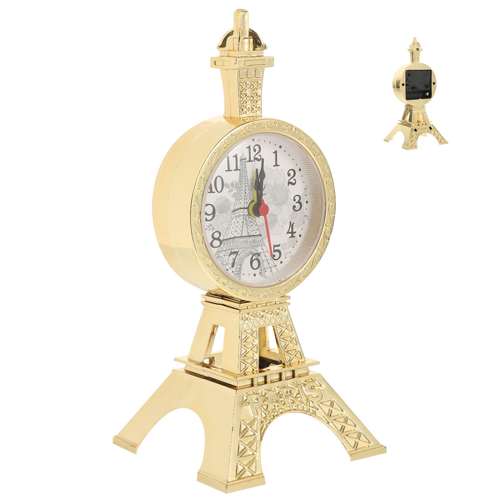 HAMPPLIES 1Set Desk Alarm Clock Golden Eiffel Tower Shape Plastic Timekeeping For Homeowners ...