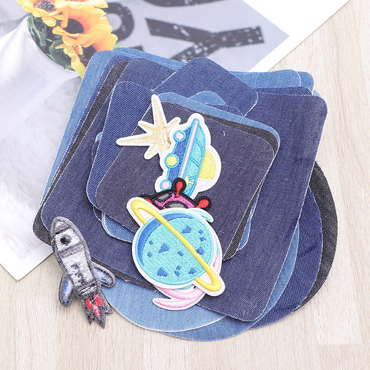 HAMPPLIES 1Set Elbow Knee Patches Blue Square Cowboy Cloth Diy Clothing ...