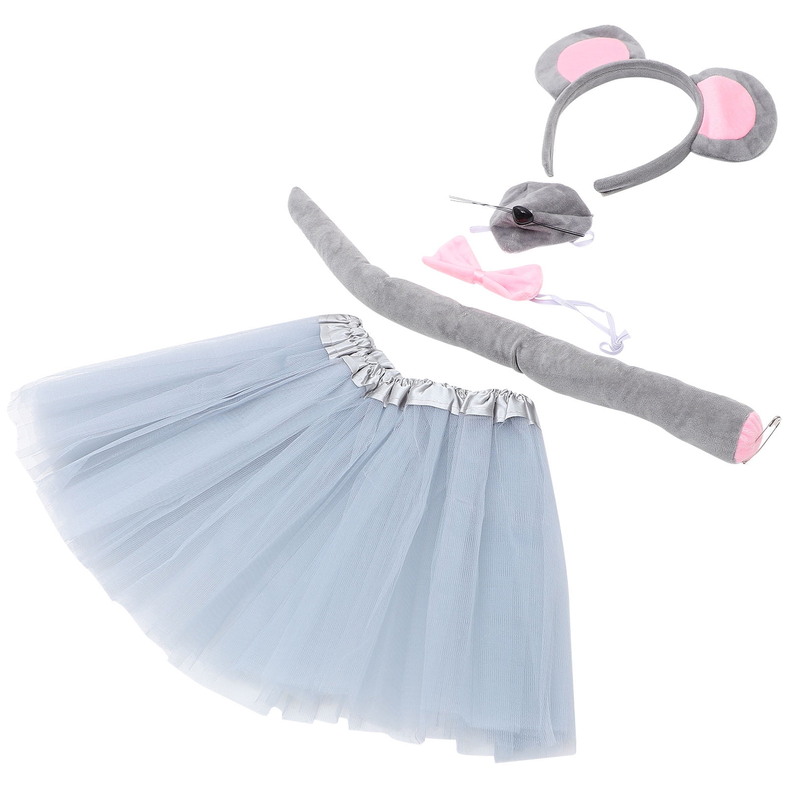 HAMPPLIES 1Set Mouse Costume Ears Headband Tail And Tutu In Grey For ...