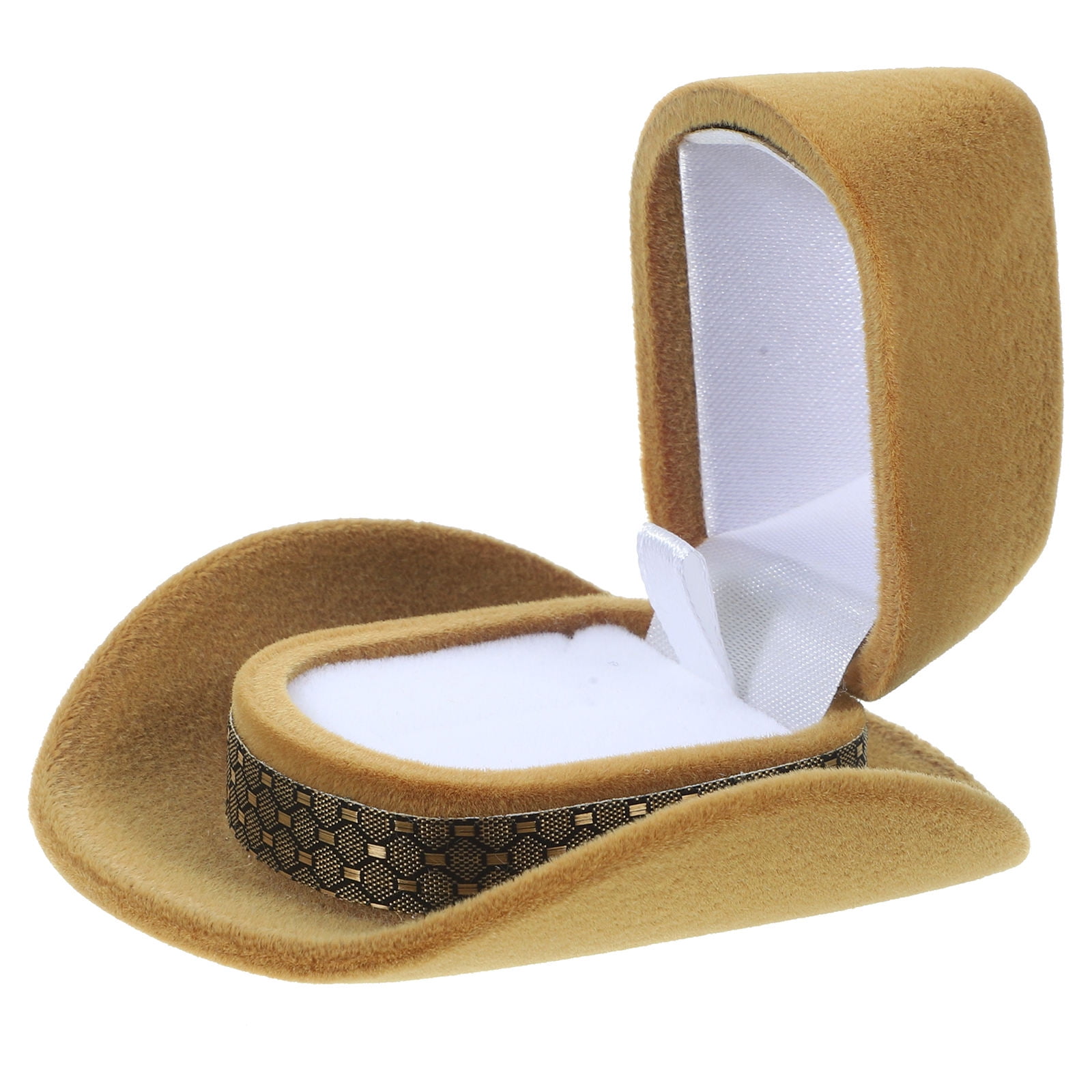 HAMPPLIES 1Set Western Hat Box Khaki Velvet for Travel Jewelry present ...