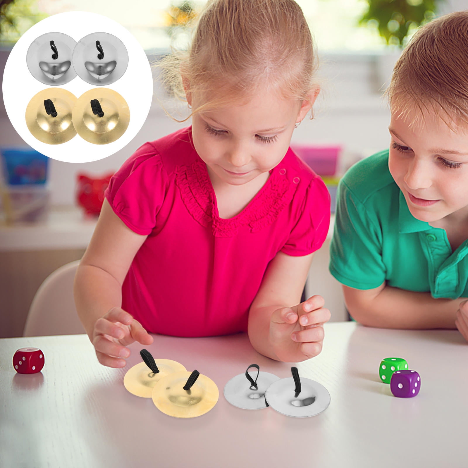 HAMPPLIES 2 Pairs Belly Dancing Cymbal for Children Creating Melody ...