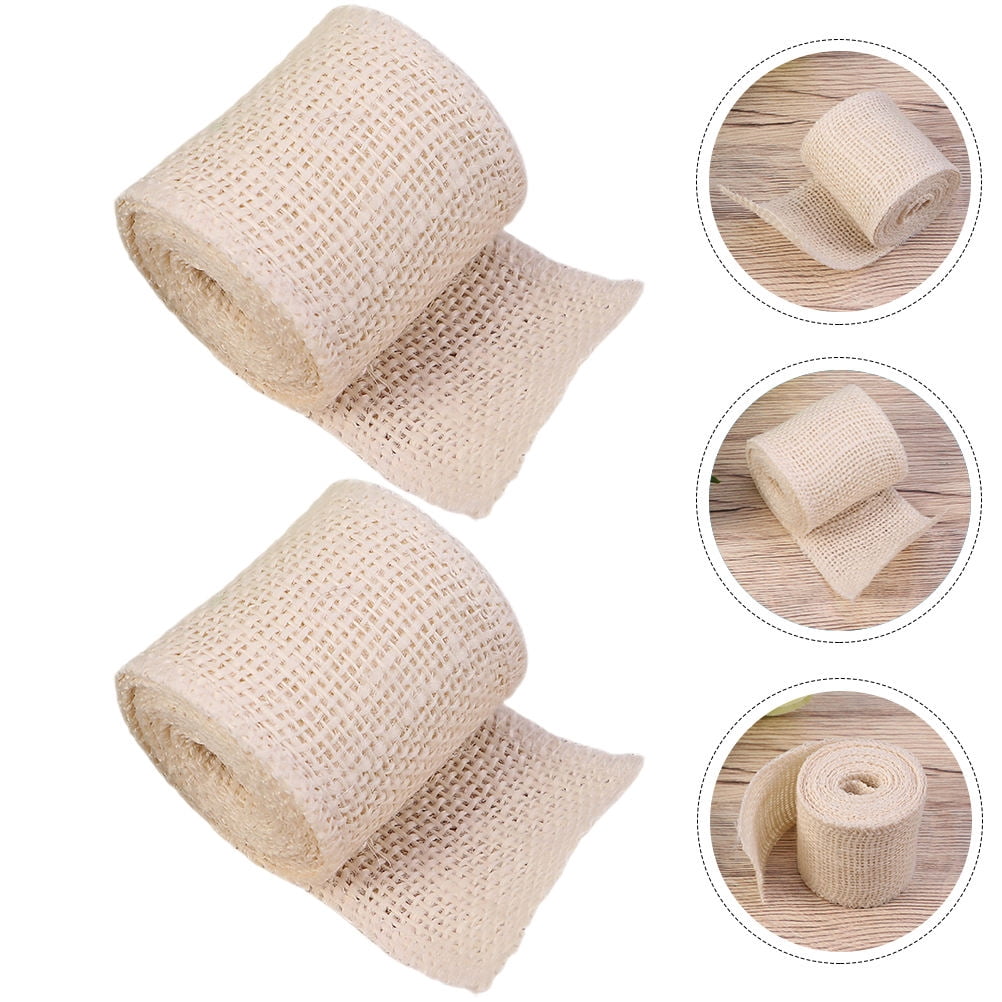 HAMPPLIES 2 Rolls Simple and Elegant Linen Ribbon for Christmas and ...