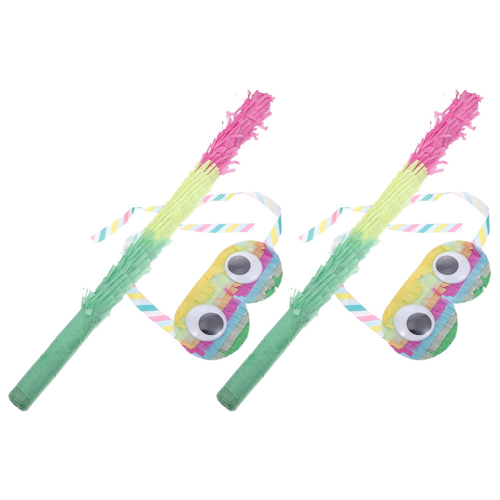 HAMPPLIES 2 Sets Blinder and Stick Toy Pinatas Sticks For Birthday ...