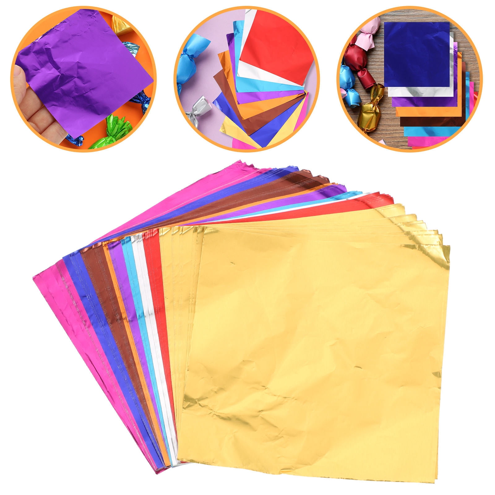HAMPPLIES 200Pcs Candy Foil Paper Square Aluminized For Diy Crafts And ...