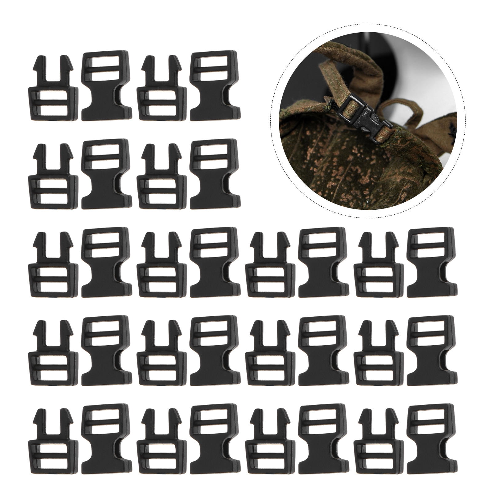 HAMPPLIES 20Pack Mini Webbing Buckle in Black Plastic for Quick Release ...