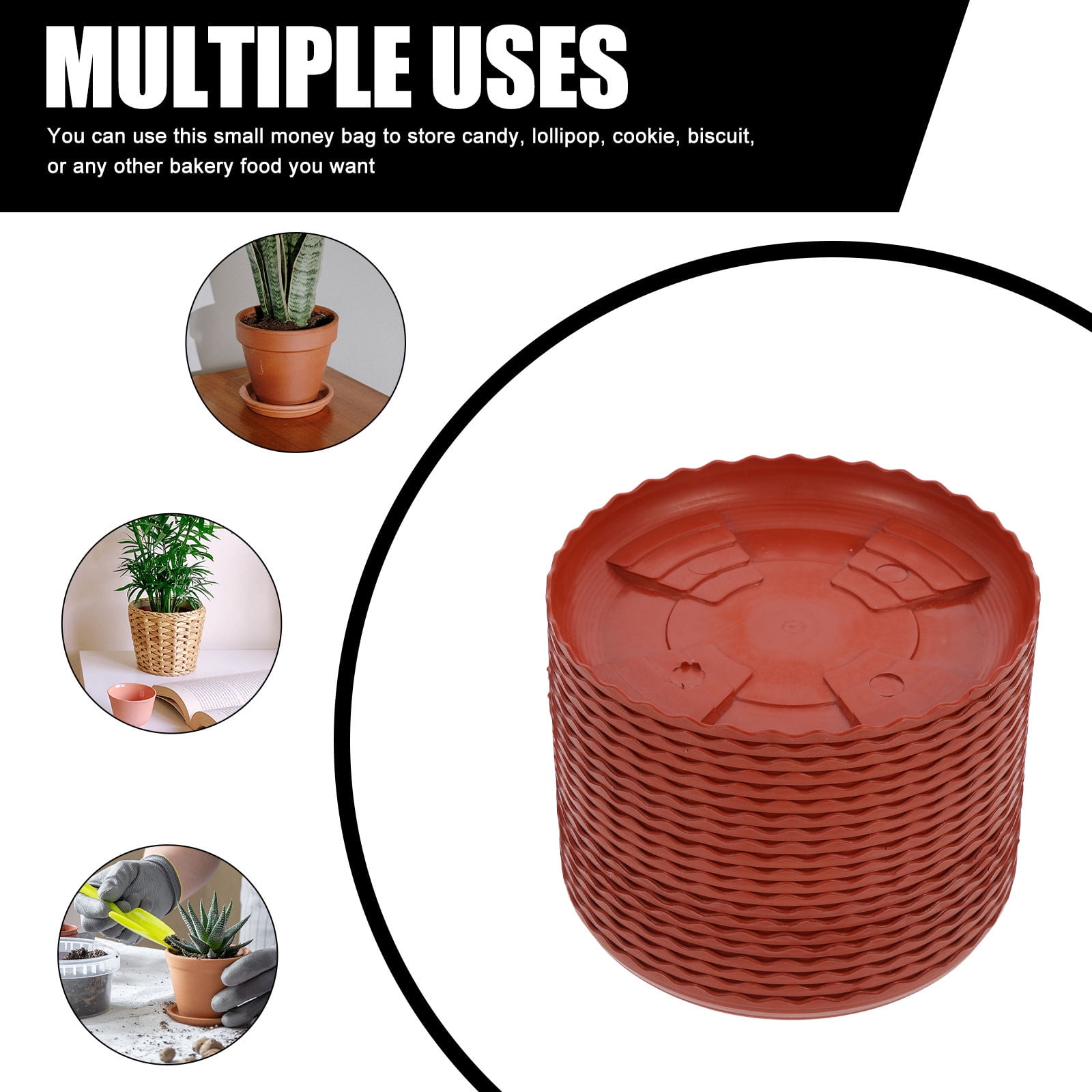HAMPPLIES 20Pack Red Plastic Plant Saucer Planter Drip Tray for Indoor ...