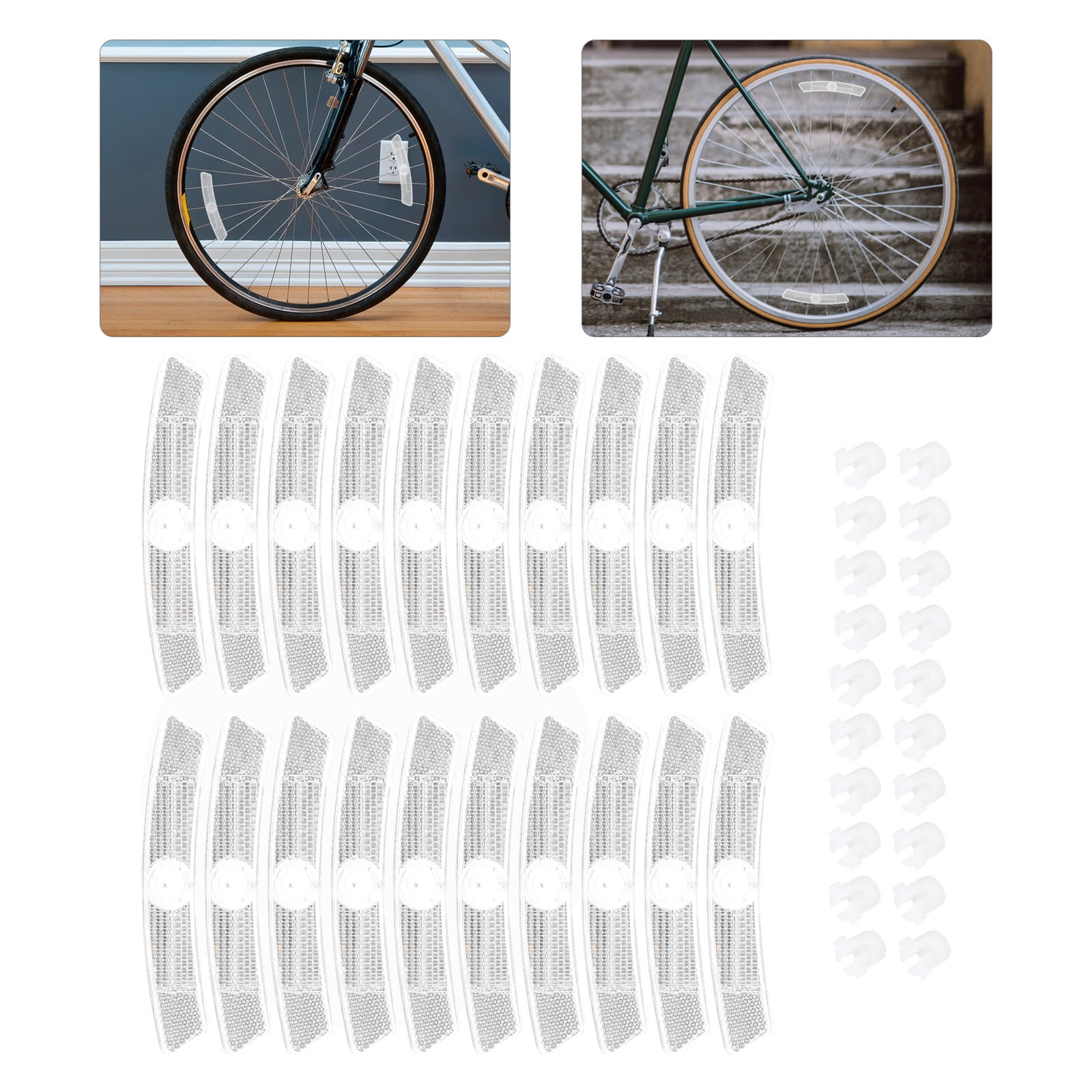 HAMPPLIES 20Pcs White Plastic Bike Reflectors Professional Design for Night Riding Bicycle ...