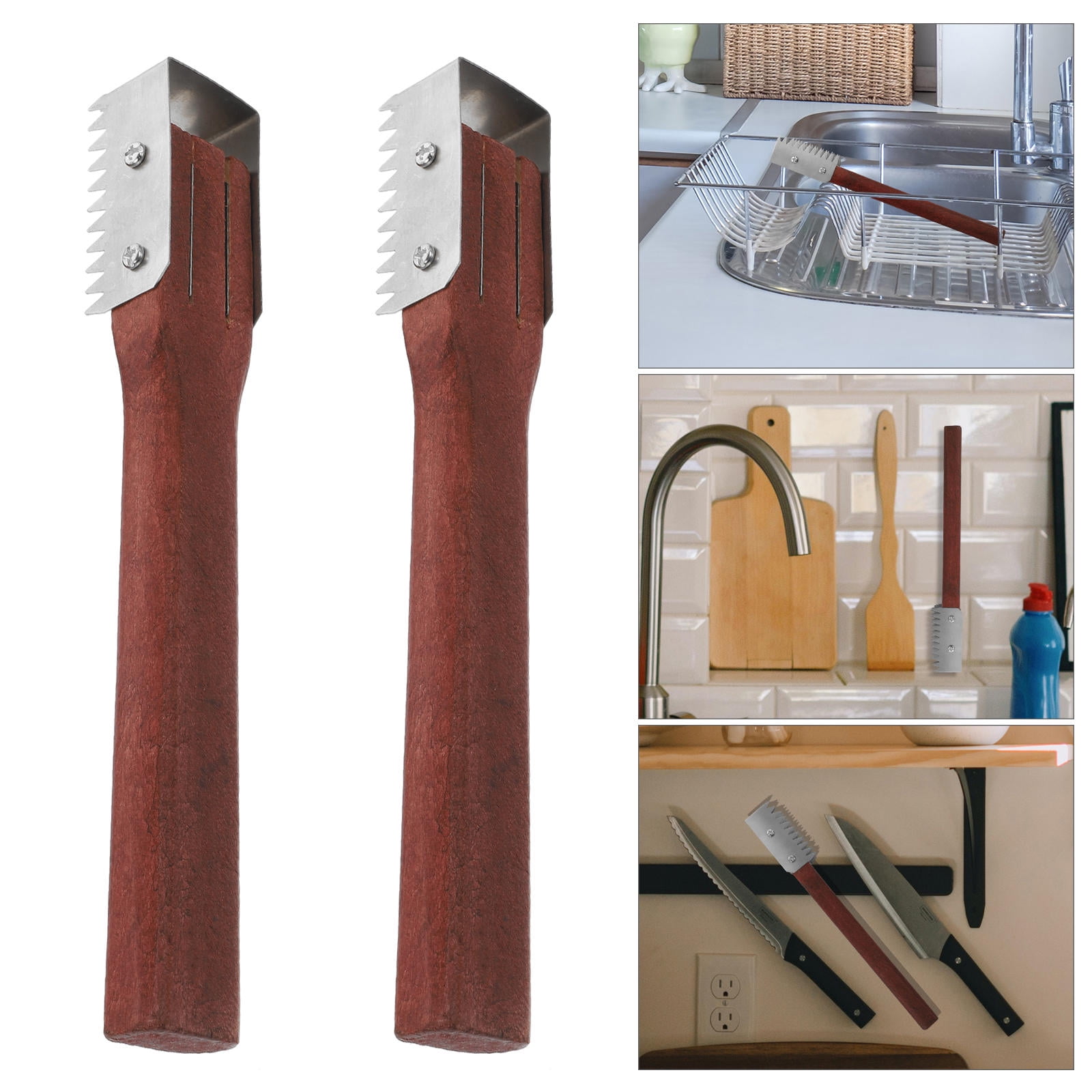 HAMPPLIES 2Pack Fish Scaling Device Sawtooth Design Plastic Red for ...