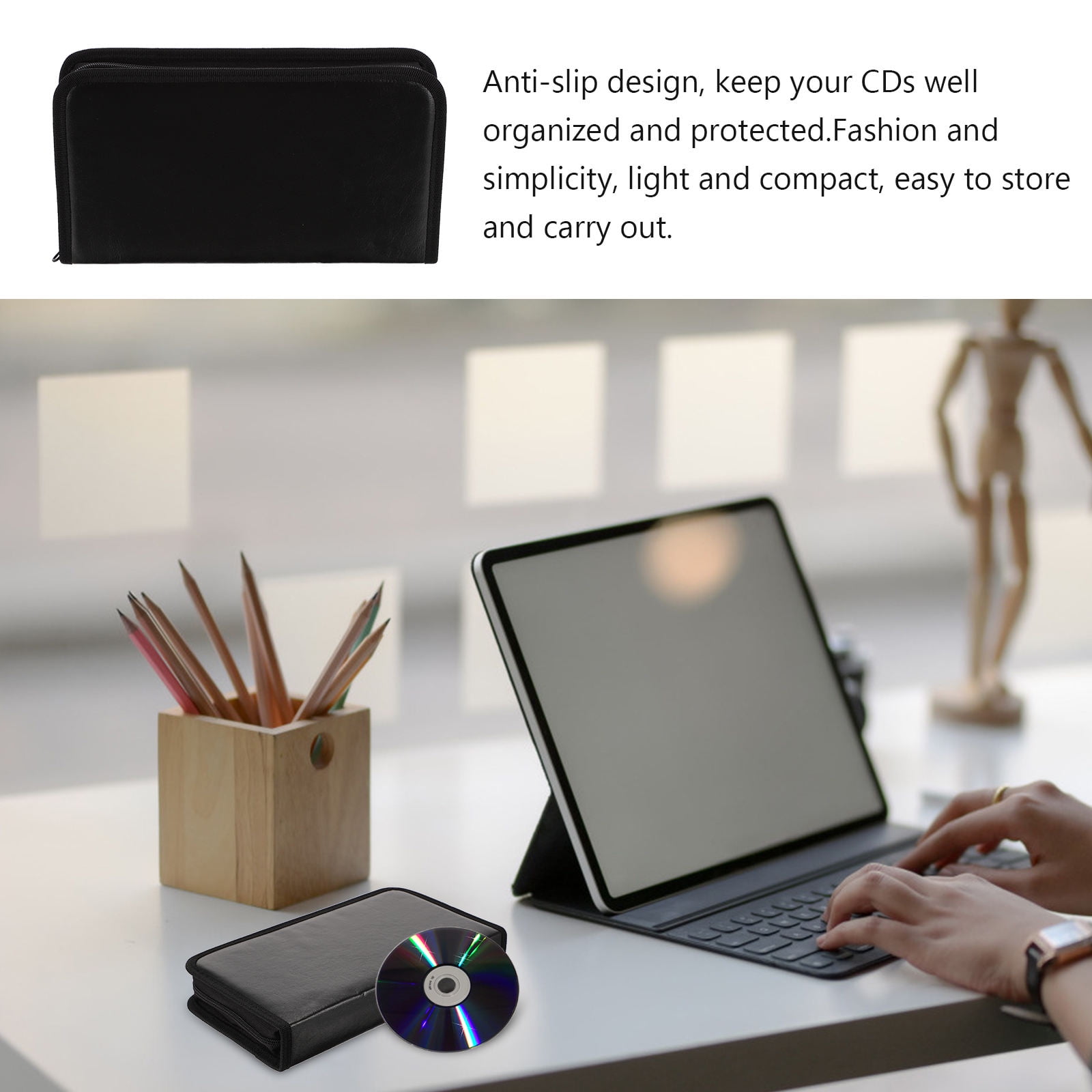 HAMPPLIES 2Pcs Black PU CD DVD Wallets for Storage and Protection ...