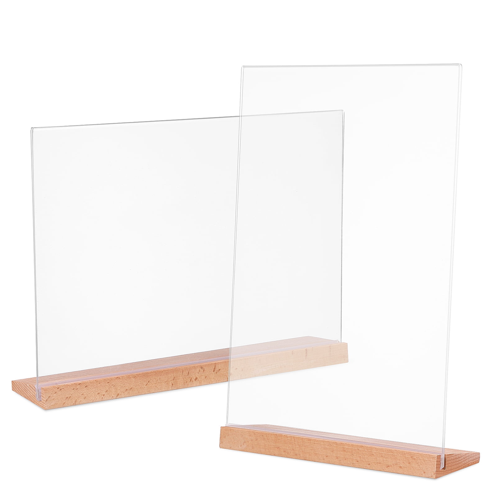 HAMPPLIES 2Pcs Business Store Sign Holders Natural Wood A4 Size For ...
