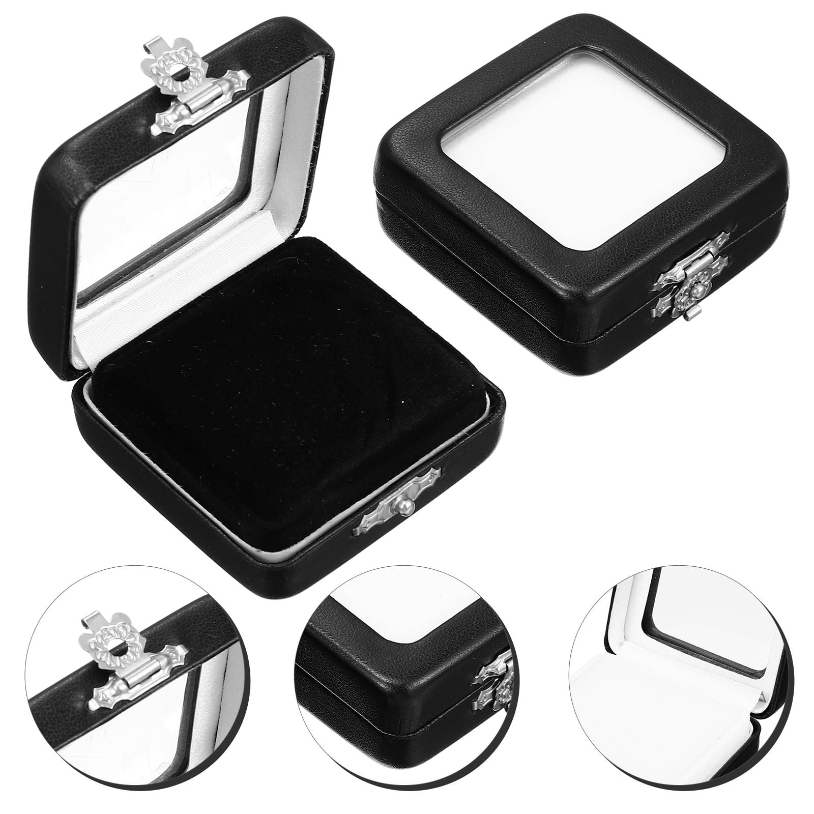 HAMPPLIES 2Pcs Gemstone Storage Case Square Transparent Window Lockable ...
