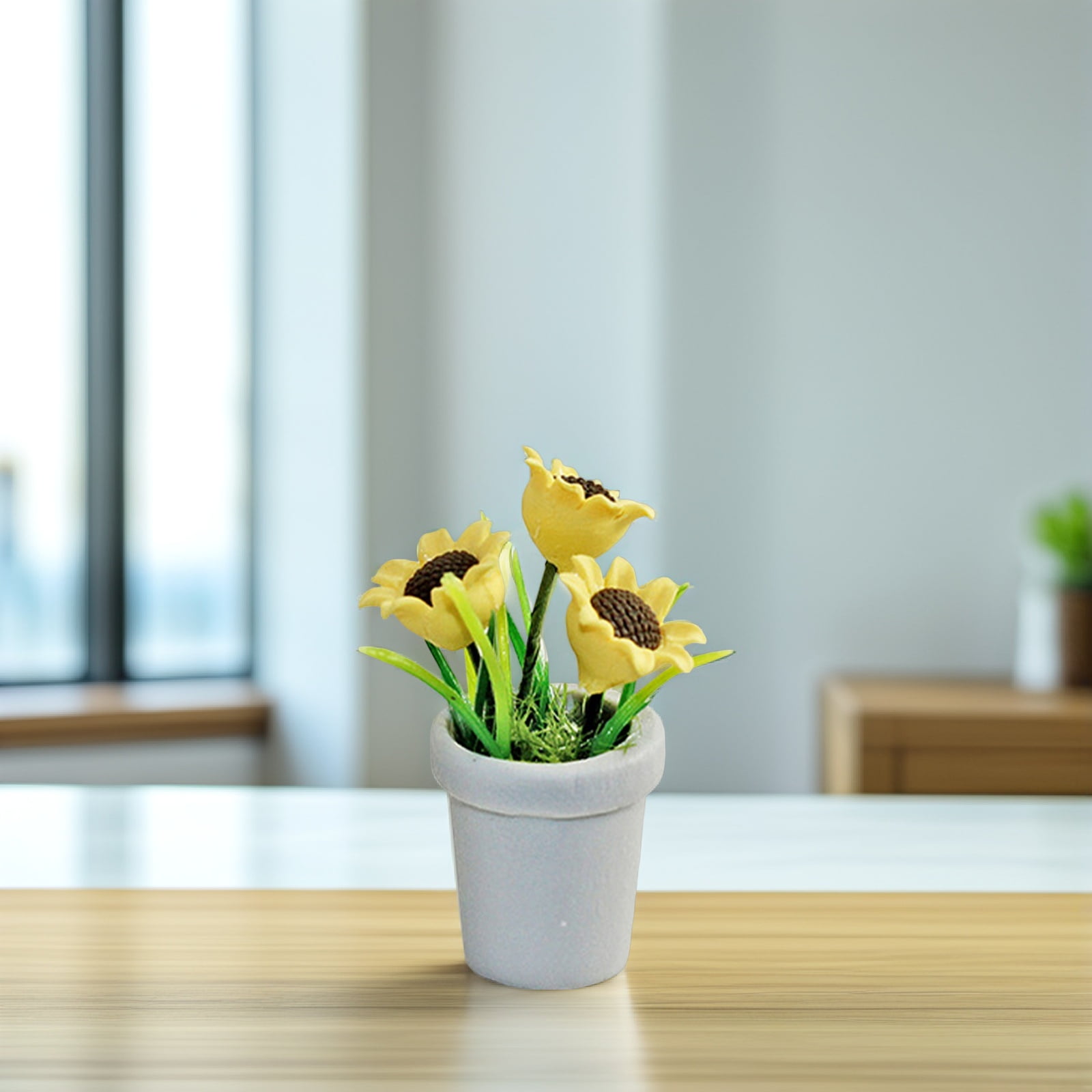 HAMPPLIES 2Pcs Tiny House Decor Miniature Sunflower Bonsai with Modern ...