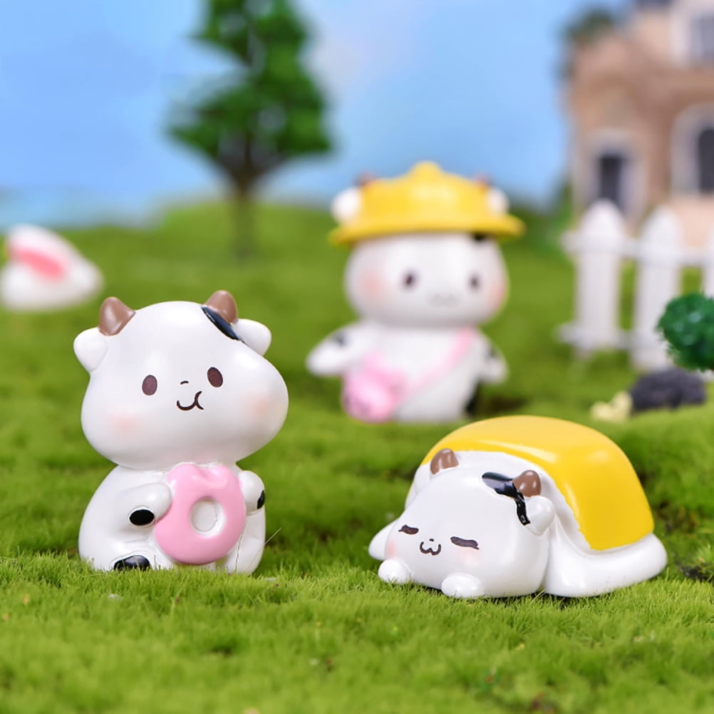 HAMPPLIES 2Set Cow Miniatures for House Decoration Assorted Color 1.8X1 ...