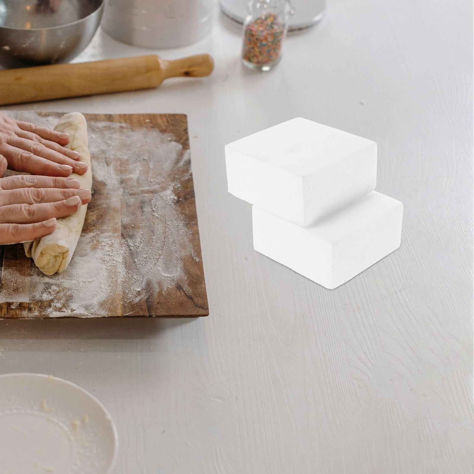 HAMPPLIES 2Set White Rectangular Foam Cake for Beginners and DIY ...