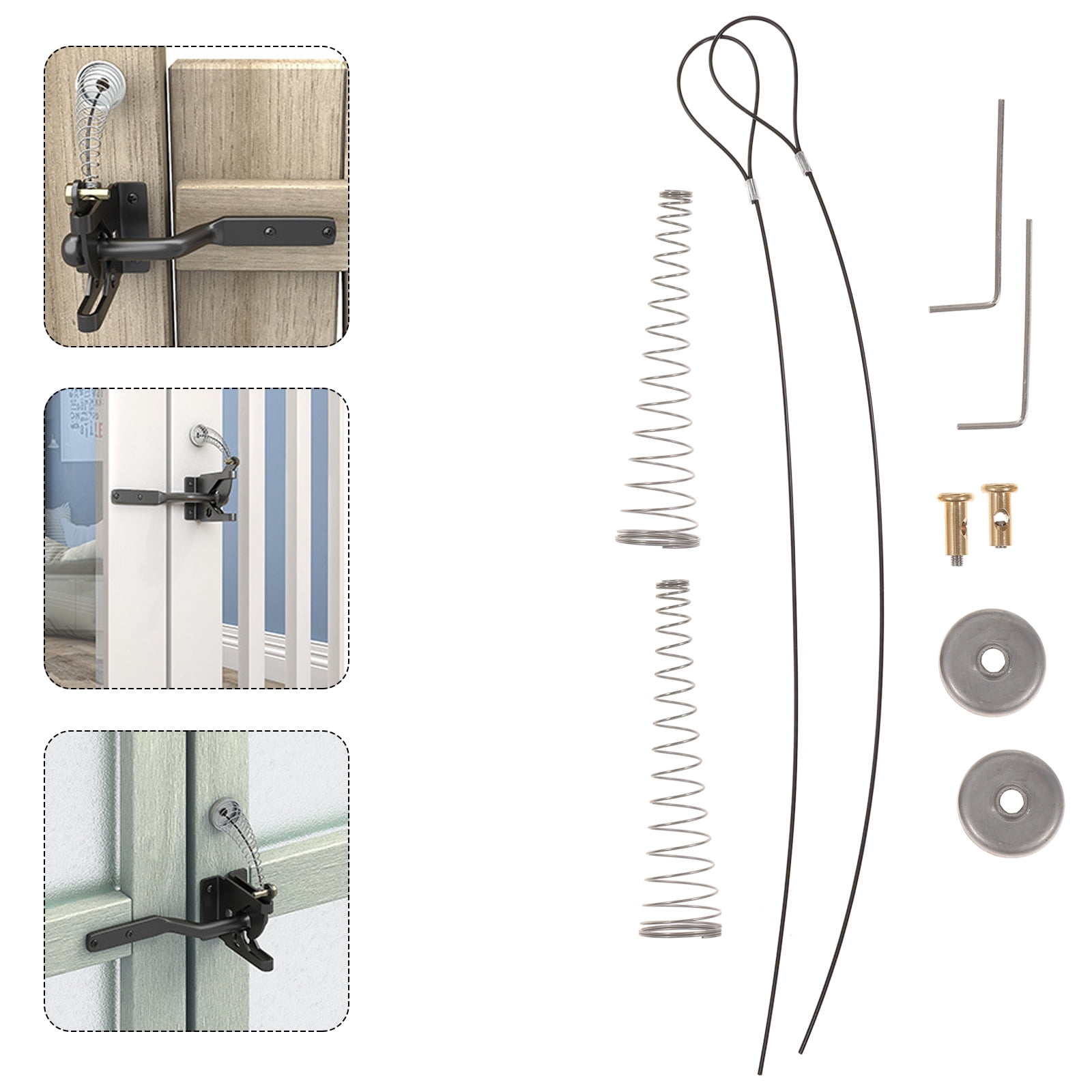 HAMPPLIES 2Sets Spring Gate Latch with Black Power Coated for Outdoor ...