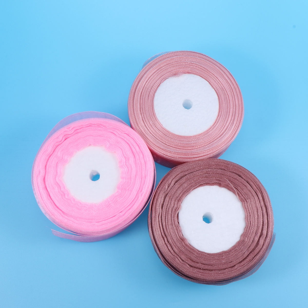 HAMPPLIES 3 Rolls Pink Organza Ribbon for Flower Bouquet Simple Design ...