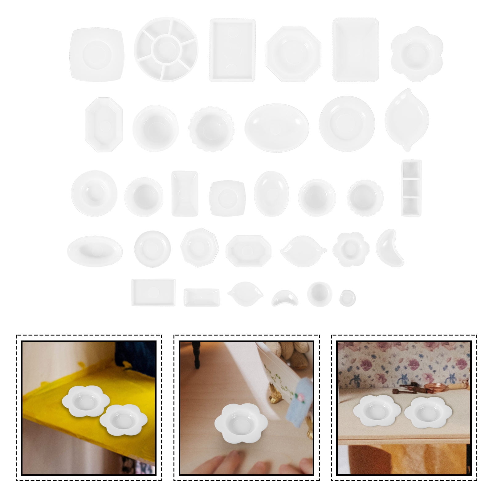 HAMPPLIES 33Pcs Mini Kitchen Prop Set White Plastic For Miniature ...