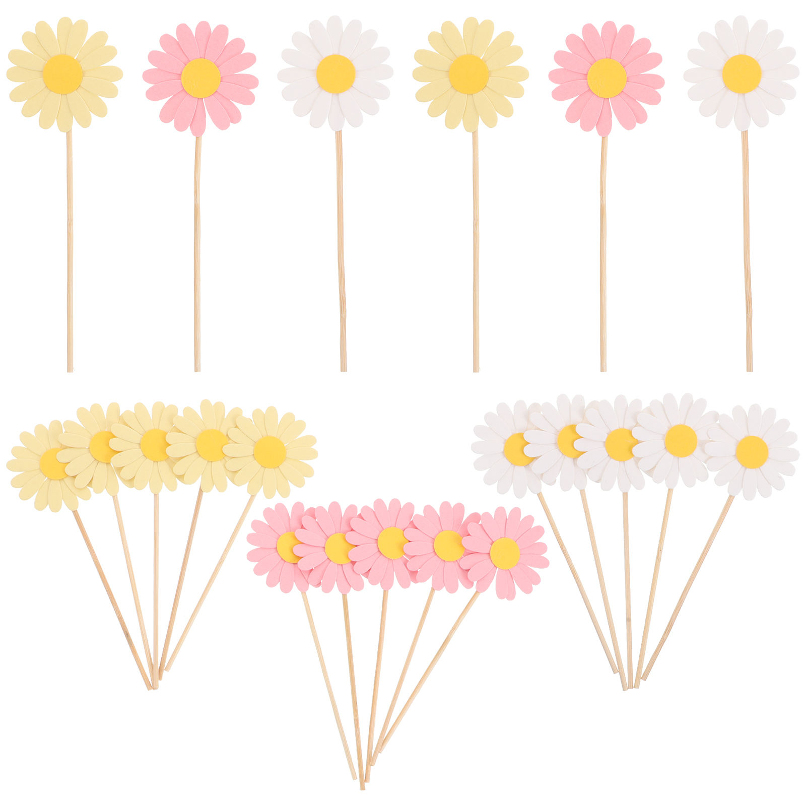 HAMPPLIES 36Pcs Food Pick With 3D Layered Daisy Design For Elegant ...