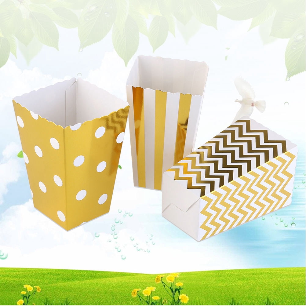HAMPPLIES 36Set Popcorn Boxes Small Popcorn Buckets Gold Cardboard ...