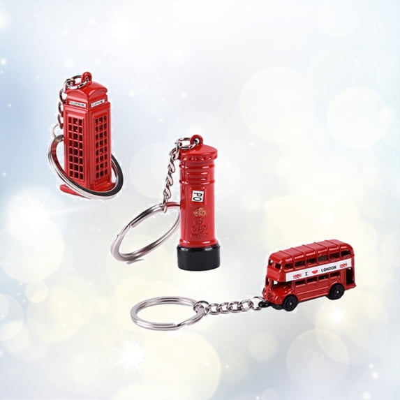 HAMPPLIES 3Pcs Set Alloy Keychains London Bus Souvenir Assorted Color ...