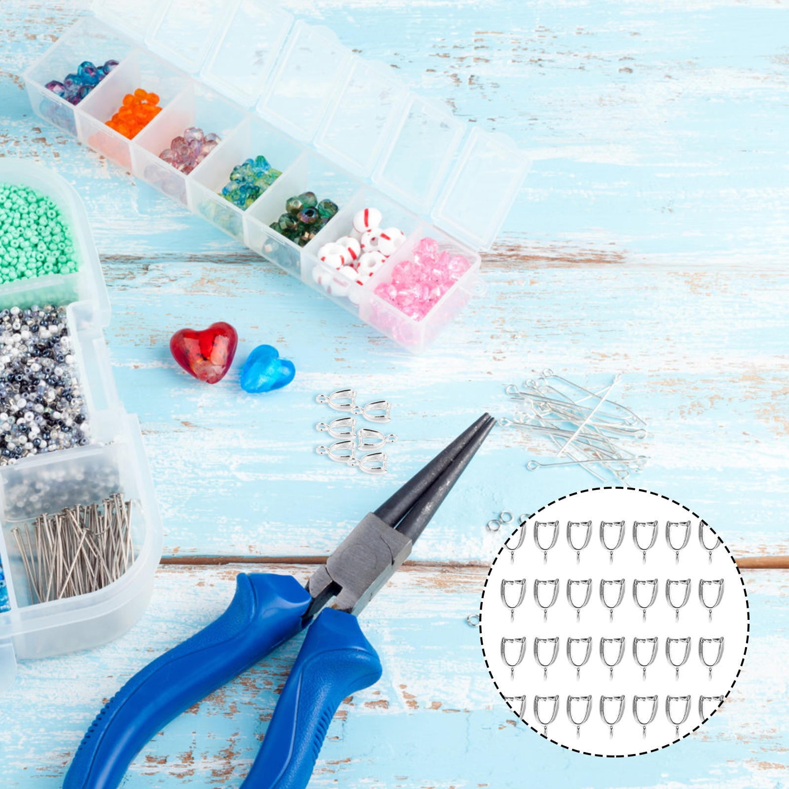 HAMPPLIES 40Pcs Metal Pendant Clip Silver for Jewelry and Craft Making ...