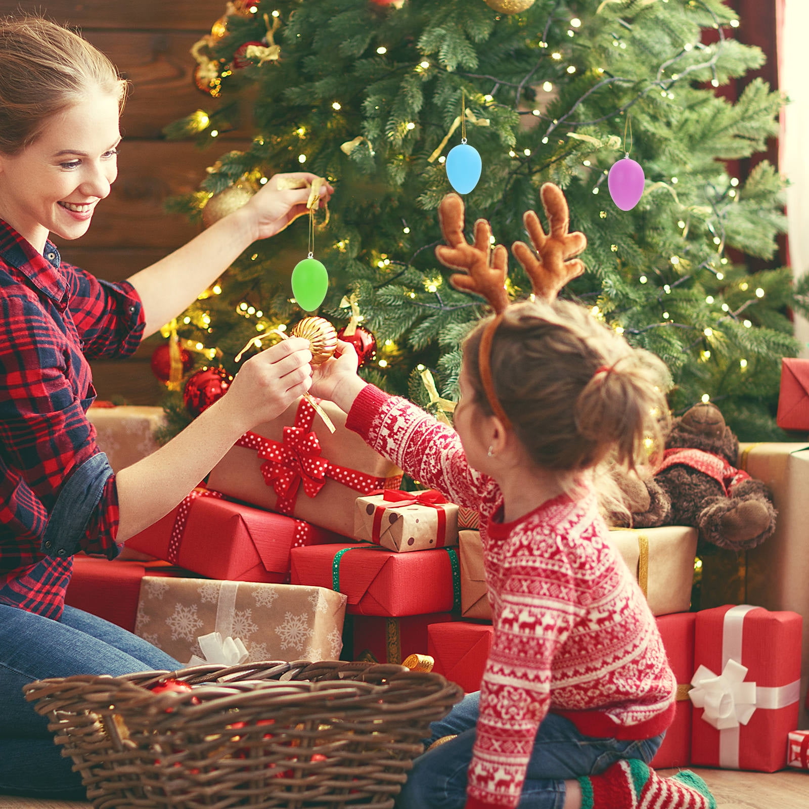 HAMPPLIES 48Set Plastic Eggs For Crafting Assorted Color Egg Decor For Spring Easter And Holiday ...