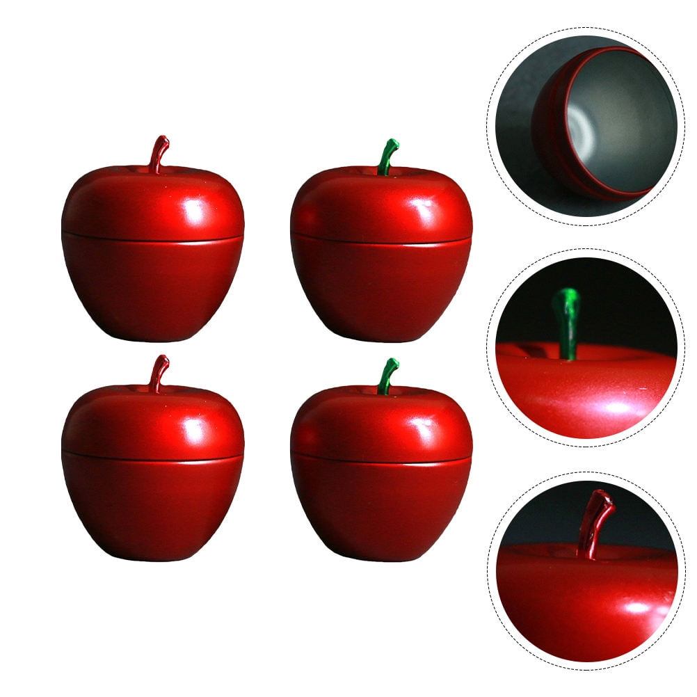 HAMPPLIES 4Pcs Apple Shaped Candy Jar Red Iron for Housewarming present ...