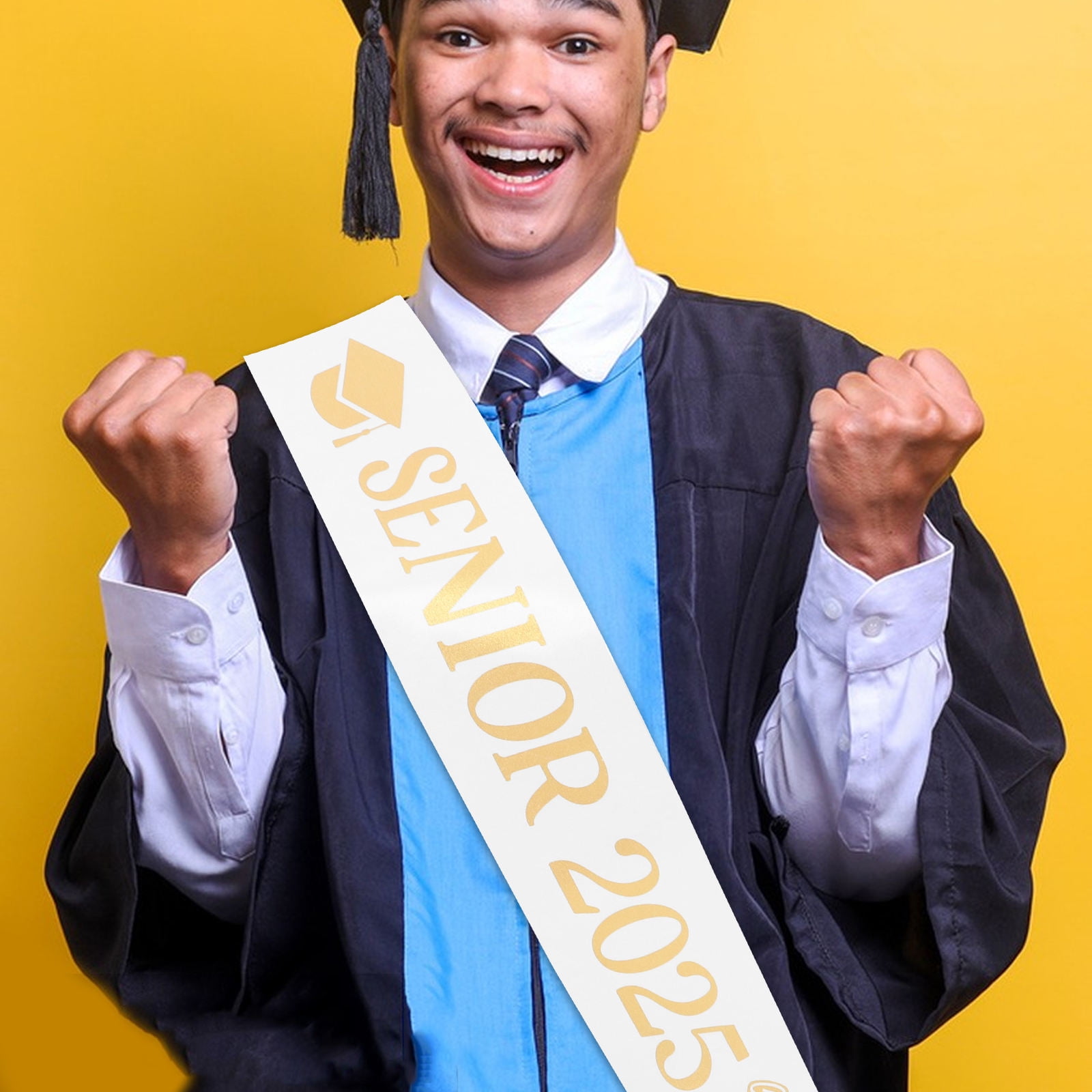 HAMPPLIES 4Pcs Grad Ribbon White Fabric Sash for High School and ...