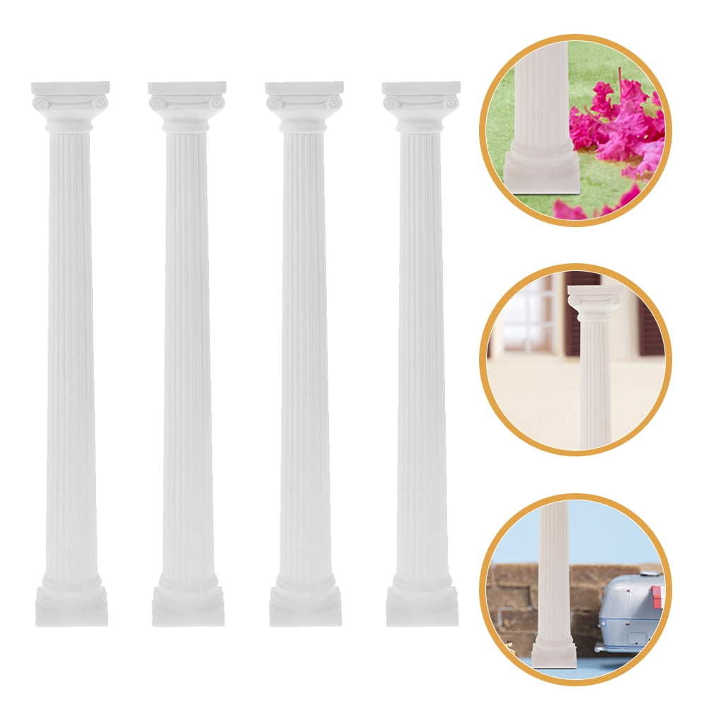 HAMPPLIES Roman Column Cake Pillar White Plastic 4pcs Elegant Wedding ...