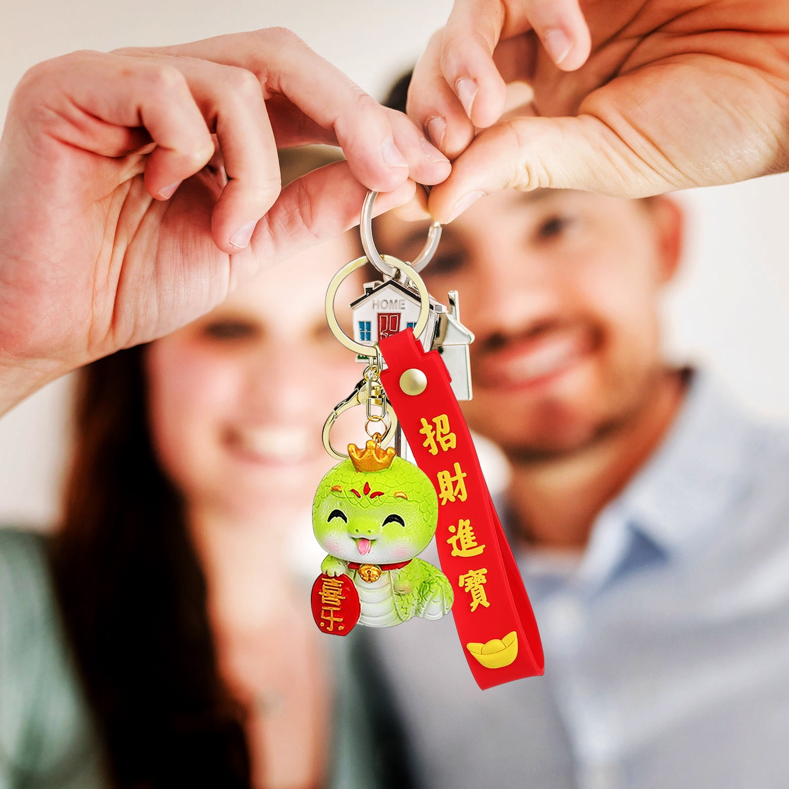 HAMPPLIES 4Set Good Luck Chinese Style Resin Snake Keychains For ...