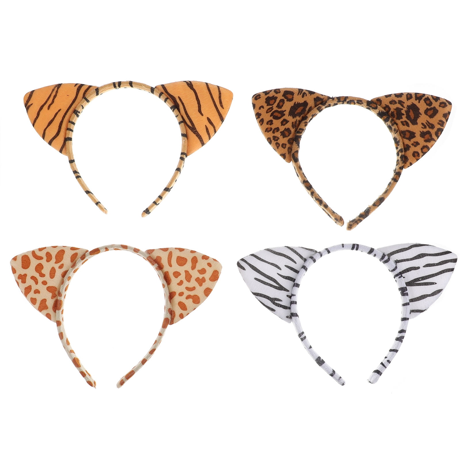 HAMPPLIES 4Set Leopard Ears Headband Fabric Assorted Color For Girls ...