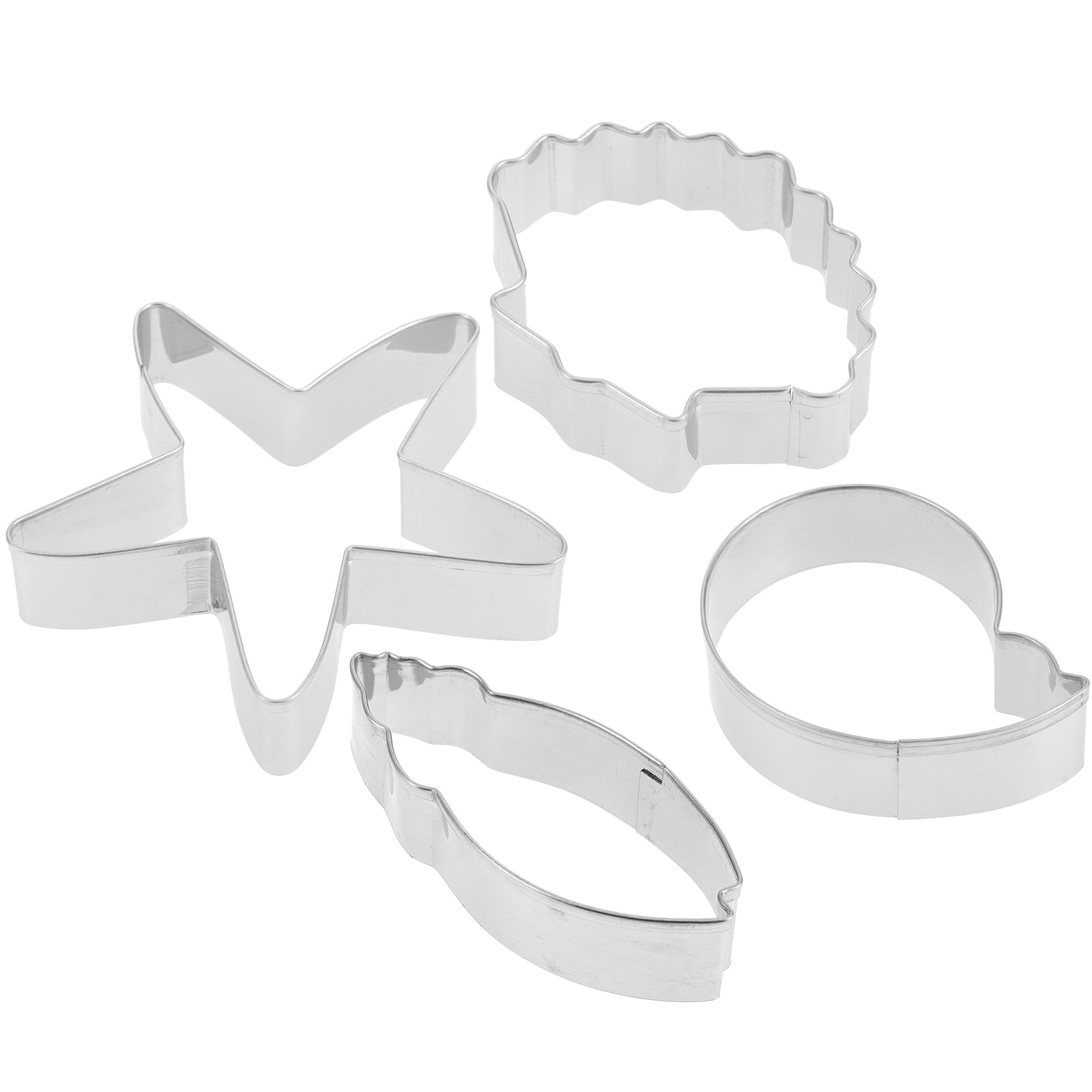 HAMPPLIES 5 Baking Cutter Set Silver Animal Shape Biscuit Molds for DIY ...