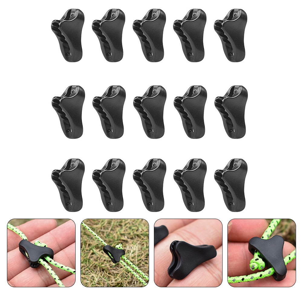 HAMPPLIES Tent Rope Fastener Black Plastic for Backpacks Hiking 50Pcs 1 ...