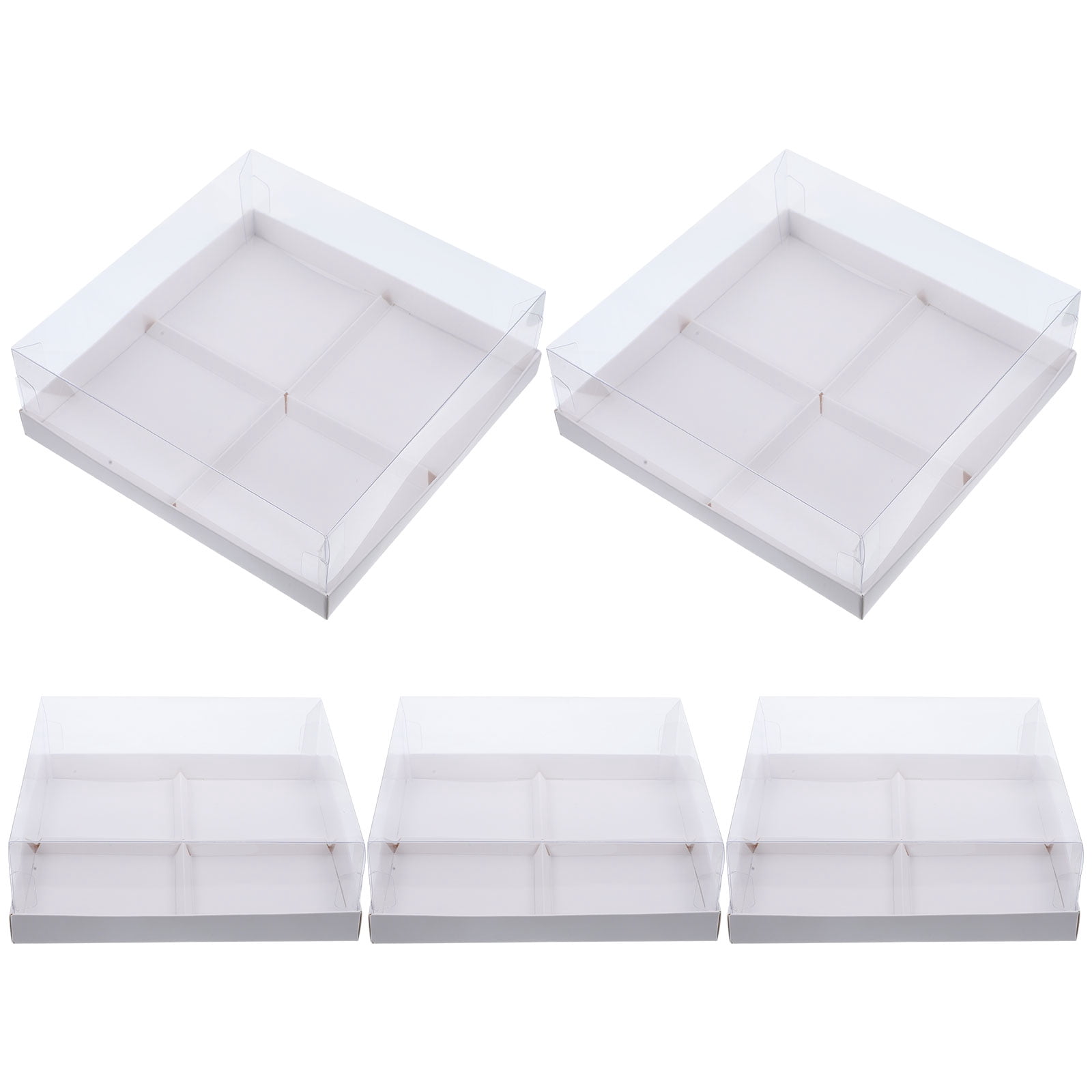 HAMPPLIES 5Pcs Clear Cake Boxes Compartment Design White Paper ...