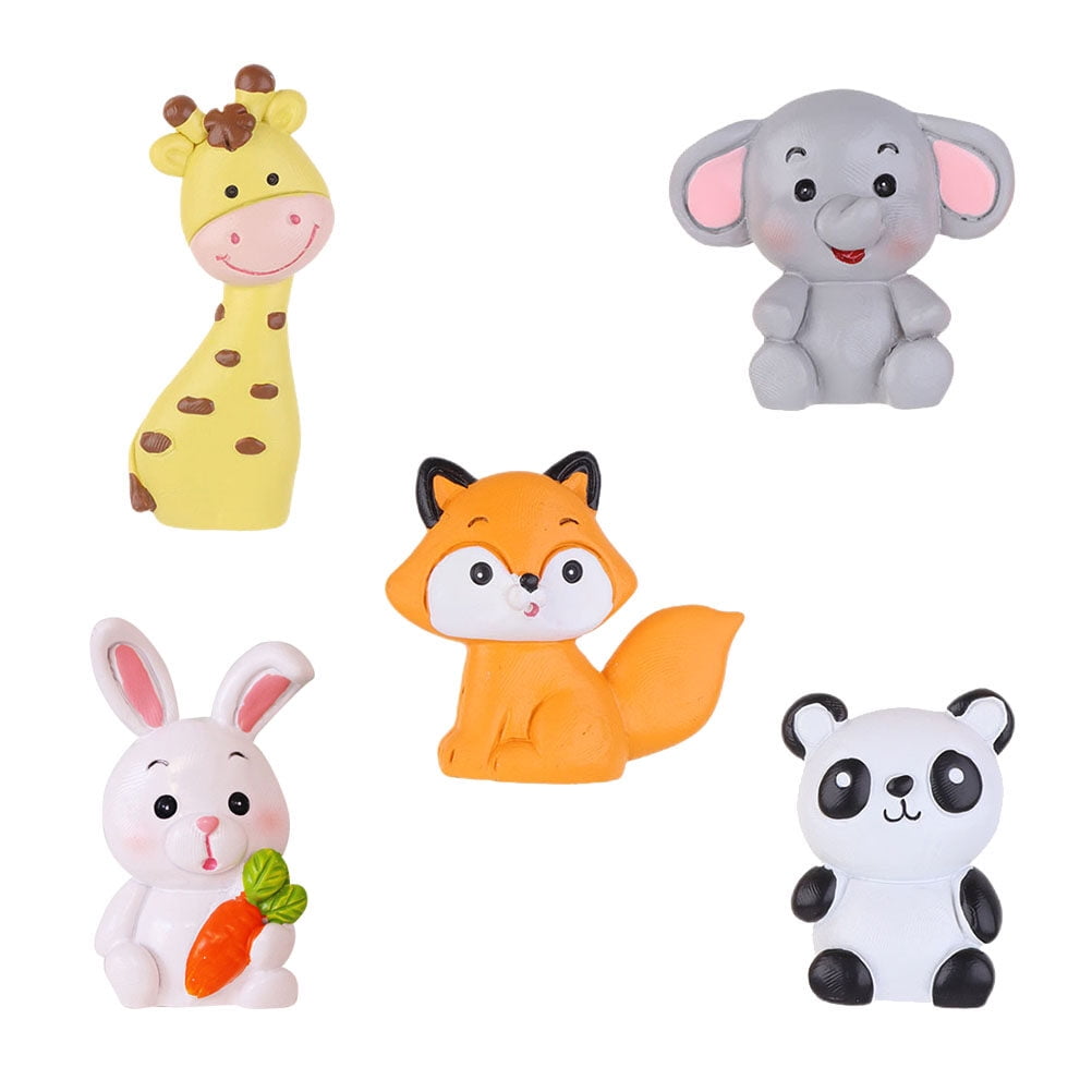 HAMPPLIES 5Pcs Jungle Animals Cupcake Toppers Cartoon Animal Shape Safe ...