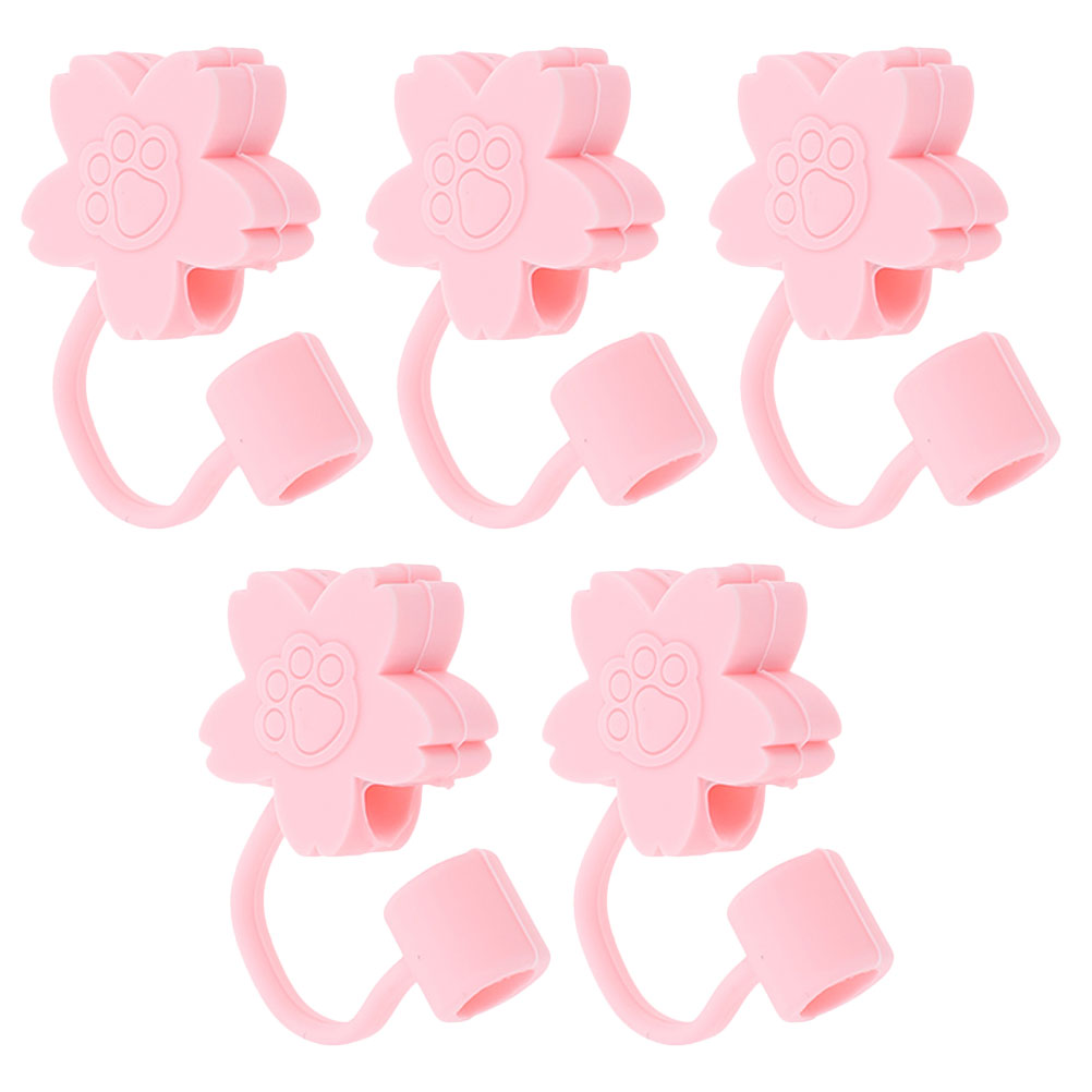 HAMPPLIES 5Pcs Pink Silicone Straw Caps And Water For Children And ...