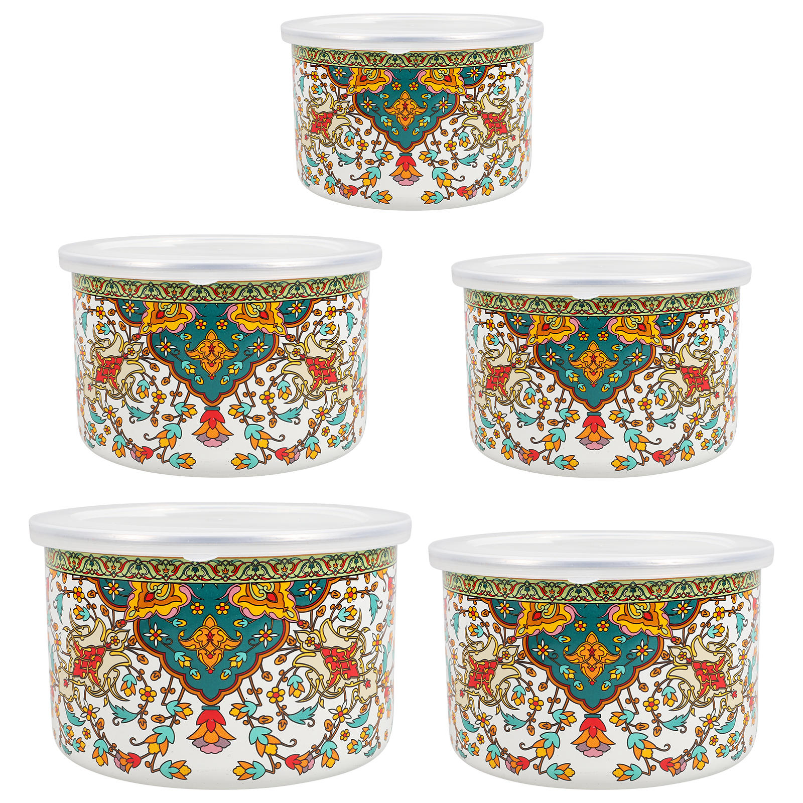 HAMPPLIES 5Pcs Storage Bowls with Lids Enamel for Fresh Keeping and ...