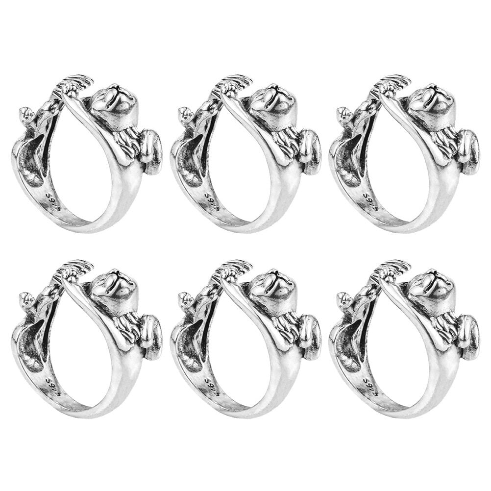 HAMPPLIES Facilitate Yarn Sliding Knitting Loop Ring Silver 6Pcs 0.94X0 ...