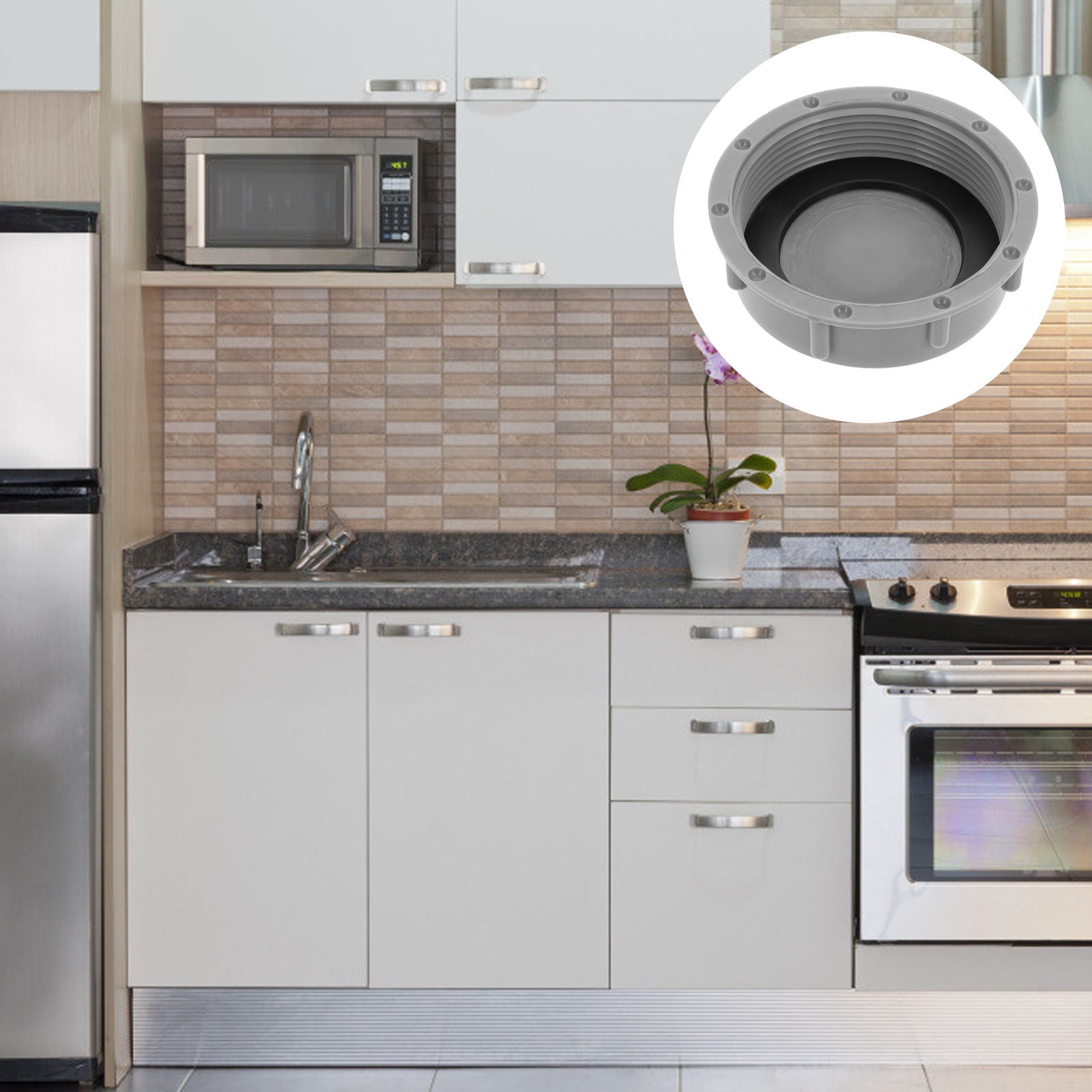 HAMPPLIES 6Pcs Drain Pipe Cover Grey PP for Pipe Sealing Simple Shape ...