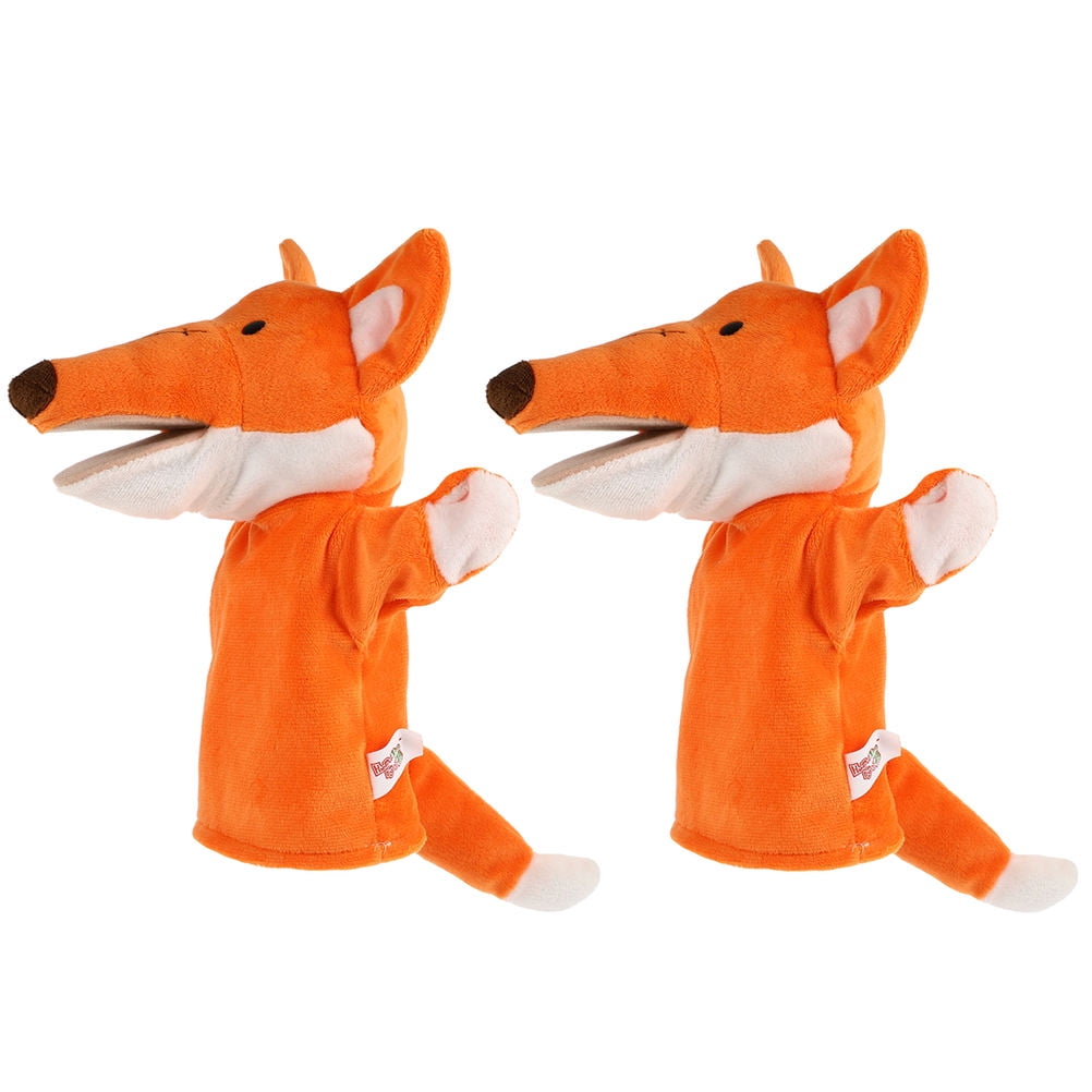 HAMPPLIES Animal Shape Fox Hand Puppets 2Pcs Orange Plush for Kids ...