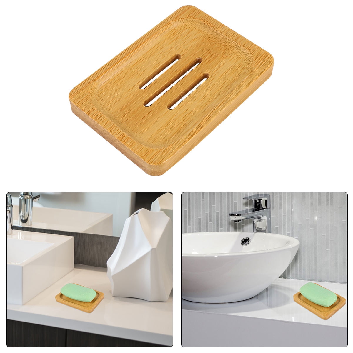 HAMPPLIES Bamboo Soap Holder Rustic Wood Soap Dish for Shower Draining ...