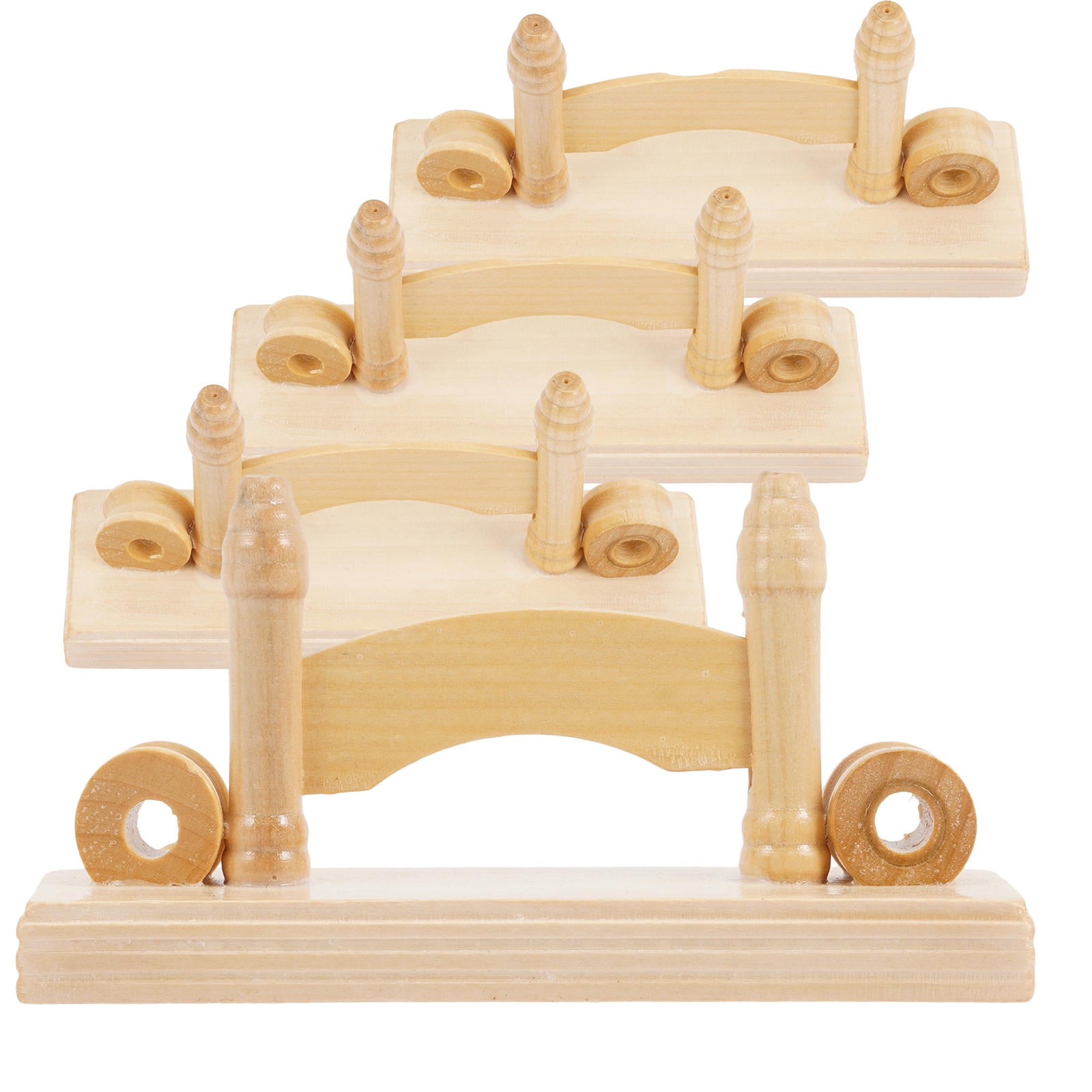 HAMPPLIES Beige Wooden Folding Fans Display Stand 4Pcs Rectangular For ...