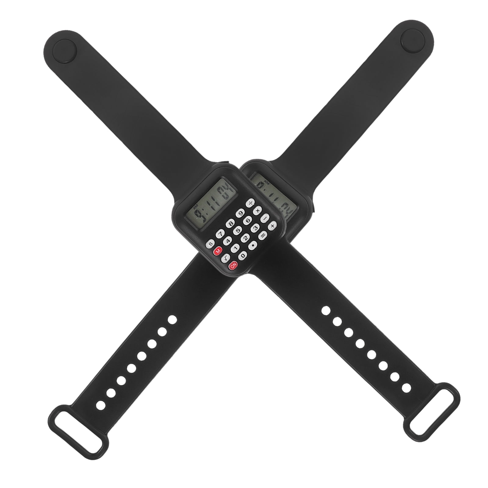 HAMPPLIES Black PVC Calculator Watch 2Set for Kids Featuring a Round ...