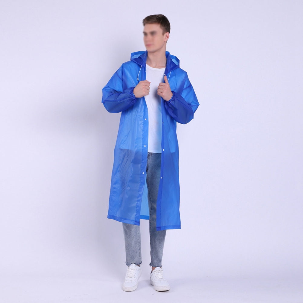 HAMPPLIES Blue Raincoat with Hood for Theme Parks 145x68x0.4in 1Pc ...