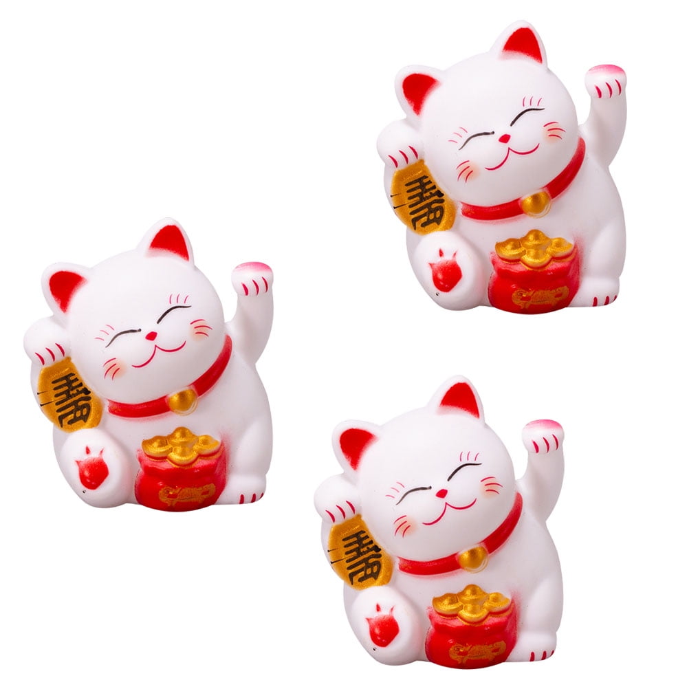 HAMPPLIES Cat Cake Toppers 3Set for Women and Children White Cartoon ...